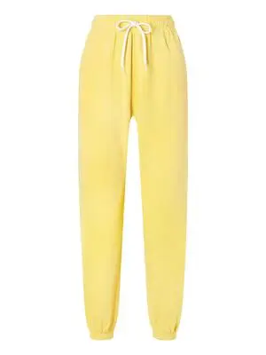 Polo Ralph Lauren Embroidered Cotton-blend Fleece Tapered Sweatpants - Yellow