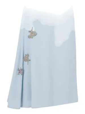 Erdem Asymmetric Draped Embellished Midi Skirt - Blue