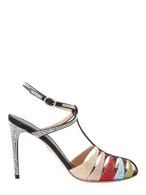FERRAGAMO Lipa 95 Crystal-embellished Suede Sandals - Multi