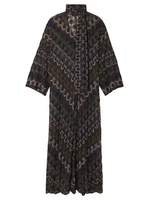 Missoni Tie-detailed Striped Metallic Crochet-knit Dress - Brown