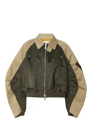 Sacai Oversized Cotton-canvas And Shell Bomber Jacket - Green