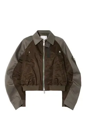 Sacai Cotton-canvas And Shell Bomber Jacket - Brown