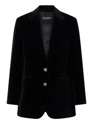 Dolce & Gabbana Cotton-velvet Single-breasted Blazer - Black