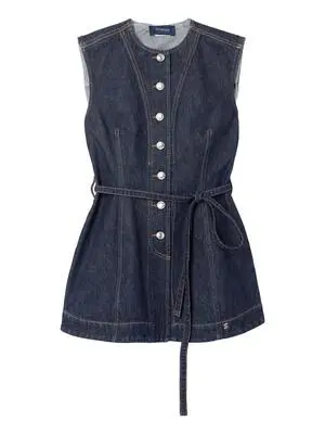 Sportmax Spddominio Belted Denim Vest - Blue