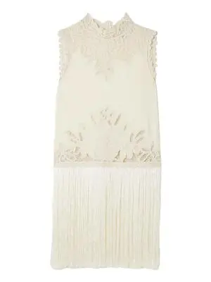 Sea Adelina Lace-paneled Woven Top - Cream