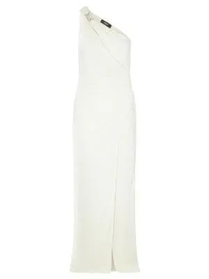 Versace One-shoulder Embellished Jersey Maxi Dress - Cream