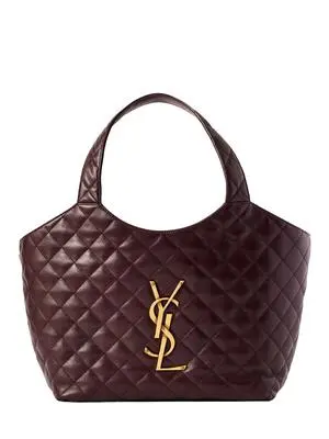 Saint Laurent Icare Medium Quilted Leather Tote - Purple