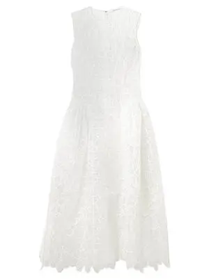 Cecilie Bahnsen Cate Embroidered Tulle Midi Dress - White
