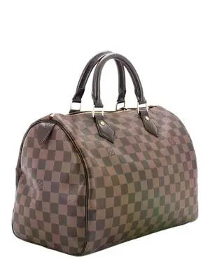 LOUIS VUITTON Speedy Handbag Damier 30 Satchel - Brown