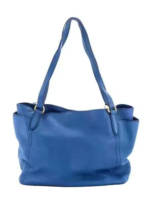 Prada Side Pocket Convertible Vitello Daino Large Tote Bag - Blue
