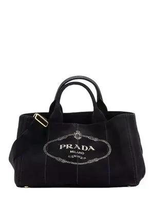 Prada Canapa Convertible Canvas Medium Tote Bag - Black