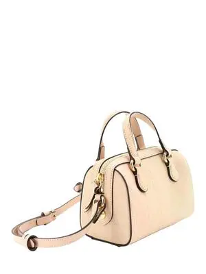 Gucci Convertible Top Handle Jumbo Gg Embossed Leather Mini Satchel - Neutrals