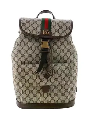 Gucci Ophidia Buckle Gg Coated Canvas Small Backpack - Brown