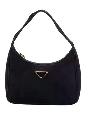 Prada Quilted Tessuto Small Hobo Bag - Black