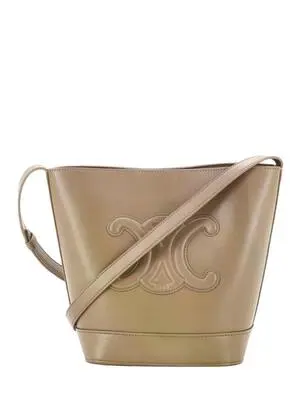 Celine Cuir Triomphe Leather Small Bucket Bag - Neutrals