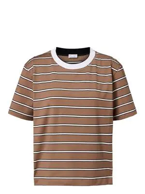 Brunello Cucinelli Striped Cotton Jersey T-shirt - Brown