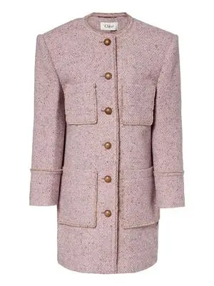 Chloé Wool-blend Tweed Coat - Purple