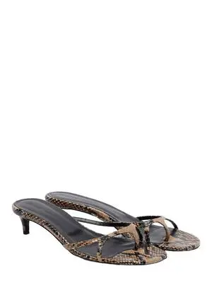 Khaite Mila 35 Snake-effect Leather Mules - Beige