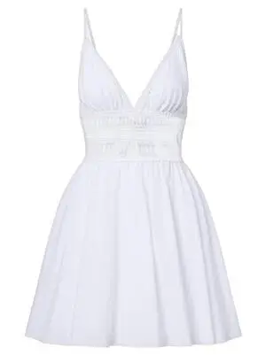 Poupette St Barth Emilie Bow-detail Cotton Minidress - White