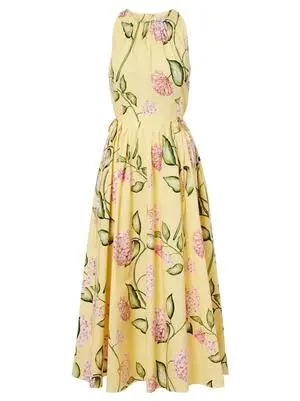 Oscar De La Renta Floral Cotton-blend Midi Dress - Yellow