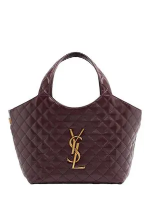 Saint Laurent Icare Medium Quilted Leather Tote - Burgundy