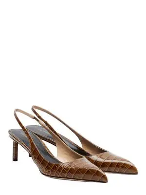 TOM FORD Croc-effect Slingback Pumps - Brown