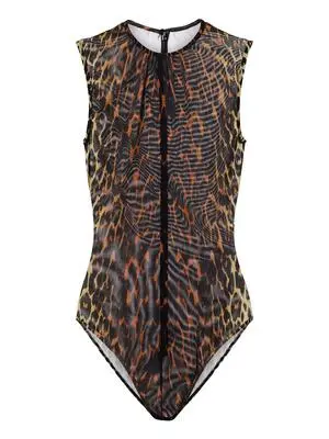 Alex Perry Leopard-print Mesh Bodysuit - Multicoloured