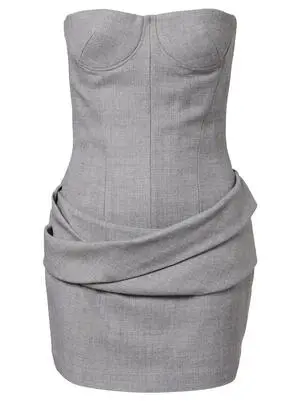 Alex Perry Draped Bustier Dress - Grey