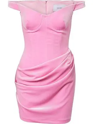 Alex Perry Draped Velvet Bustier Dress - Pink