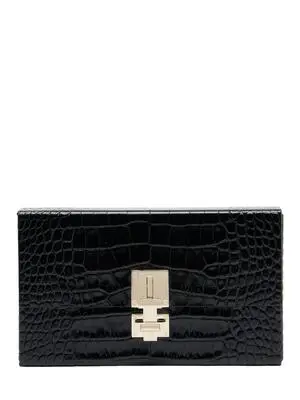 TOM FORD T Latch Croc-effect Leather Box Clutch - Black