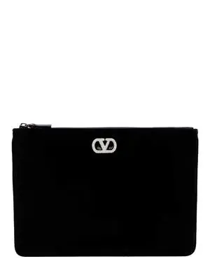 Valentino Garavani Vlogo Velvet Pouch - Black