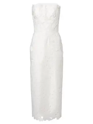 Costarellos Lace Bustier Gown - White