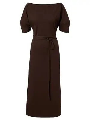 LEMAIRE Cotton And Linen Jersey Midi Dress - Brown