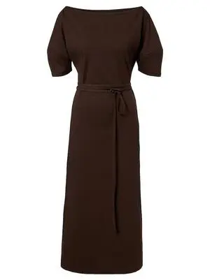 LEMAIRE Cotton And Linen Jersey Midi Dress - Brown