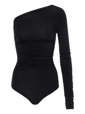 Wolford Draped Semi-sheer Bodysuit - Black