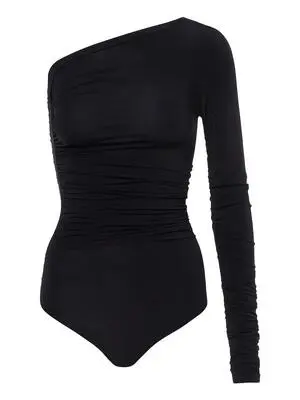 Wolford Draped Semi-sheer Bodysuit - Black