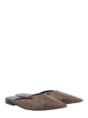 Brunello Cucinelli Monili Leather-trimmed Mules - Brown