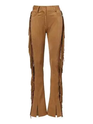 Norma Kamali Fringed Slim Pants - Brown
