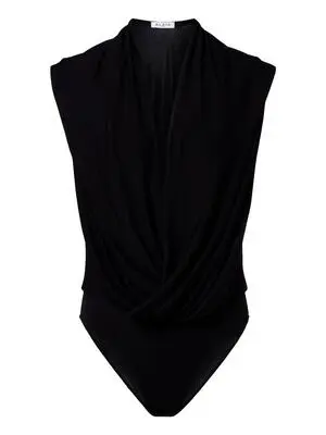 Alaïa Draped Jersey Bodysuit - Black