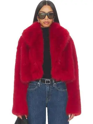 NAKEDVICE The Delaney Cropped Fur Jacket - Red