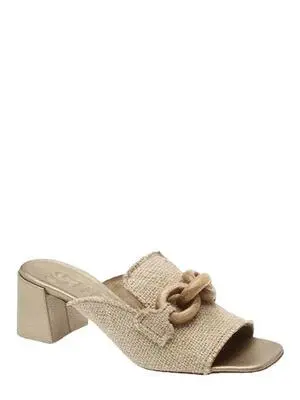PEDRO GARCIA Umita Water Resistant Block Heel Mule - Natural Burlap-oak