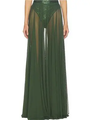 Norma Kamali Flared Maxi Skirt - Dark Emerald