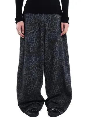 JADED LONDON Leopard Print Monster Sweatpants - Charcoal