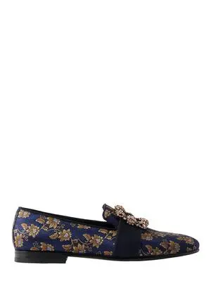 Manolo Blahnik Carlton Floral-jacquard Loafers - Blue