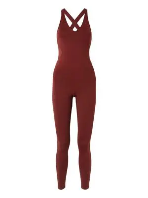 ERES Graham Tulle-trimmed Stretch-jersey Jumpsuit - Burgundy