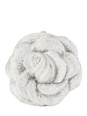 Judith Leiber Rose Crystal-embellished Clutch - Silver