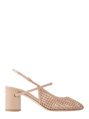 Jennifer Chamandi Mattia 65 Woven Leather Slingback Pumps Beige