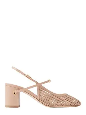 Jennifer Chamandi Mattia 65 Woven Leather Slingback Pumps - Neutrals
