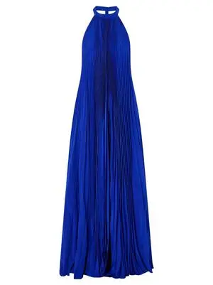 TOM FORD Plissé Silk Crepe De Chine Halterneck Gown - Blue
