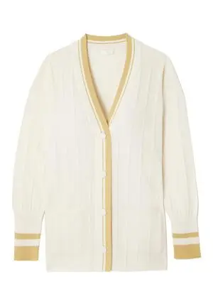 ERES Clubhouse Striped Ribbed Wool And Cashmere-blend Cardigan - Cream